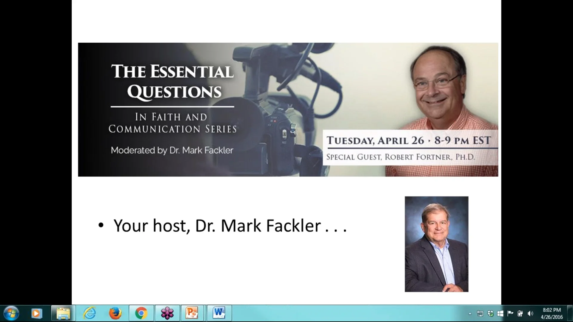 Essential Questions in Faith and Communication Series, Interview No. 1 ...