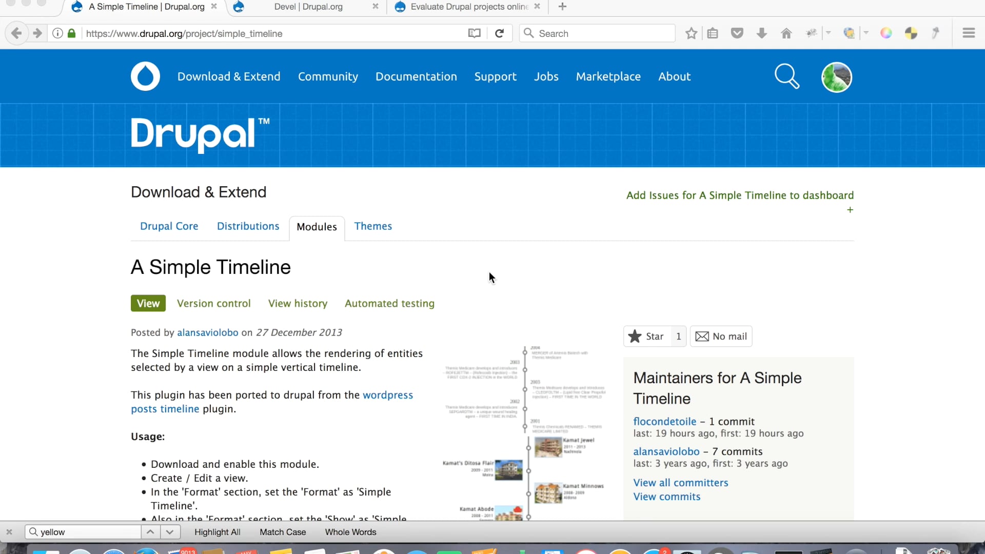 Drupal Modules: The One Percent — A Simple Timeline (tutorial)