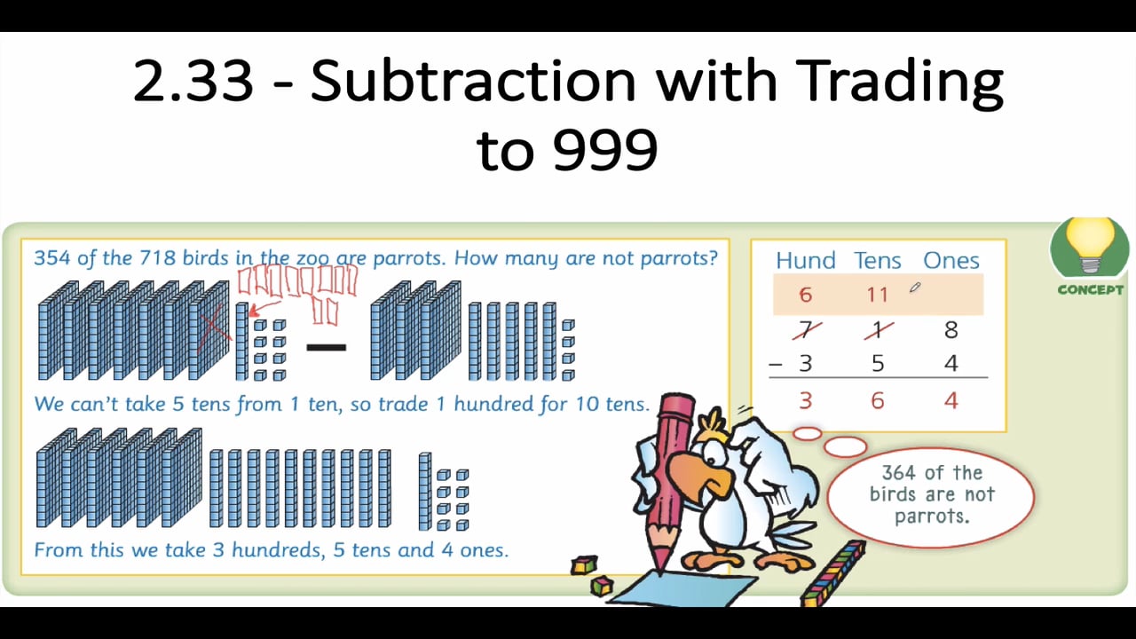 Year 4 Maths - Video 2-33 - Subtraction with Trading to 999 on Vimeo