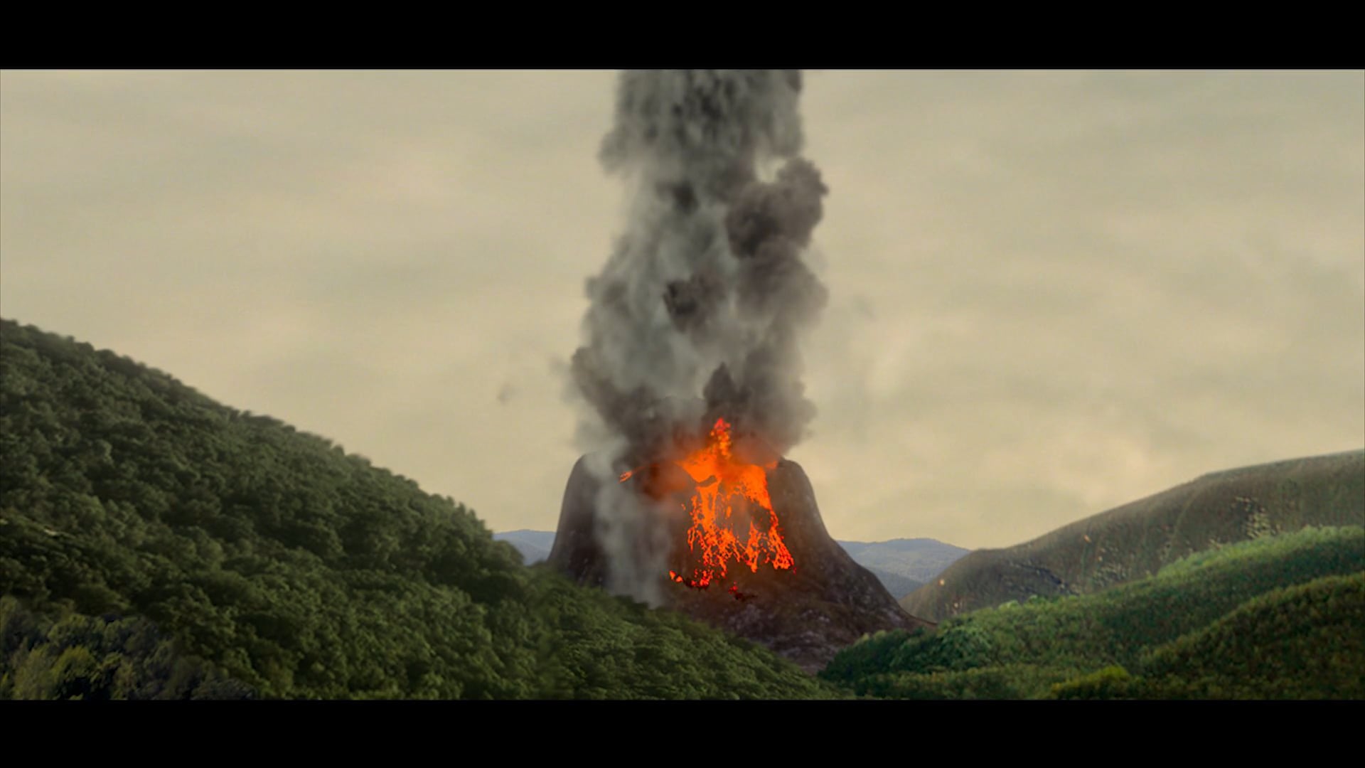 Volcanic eruption simulation integrated with a matte painting on Vimeo