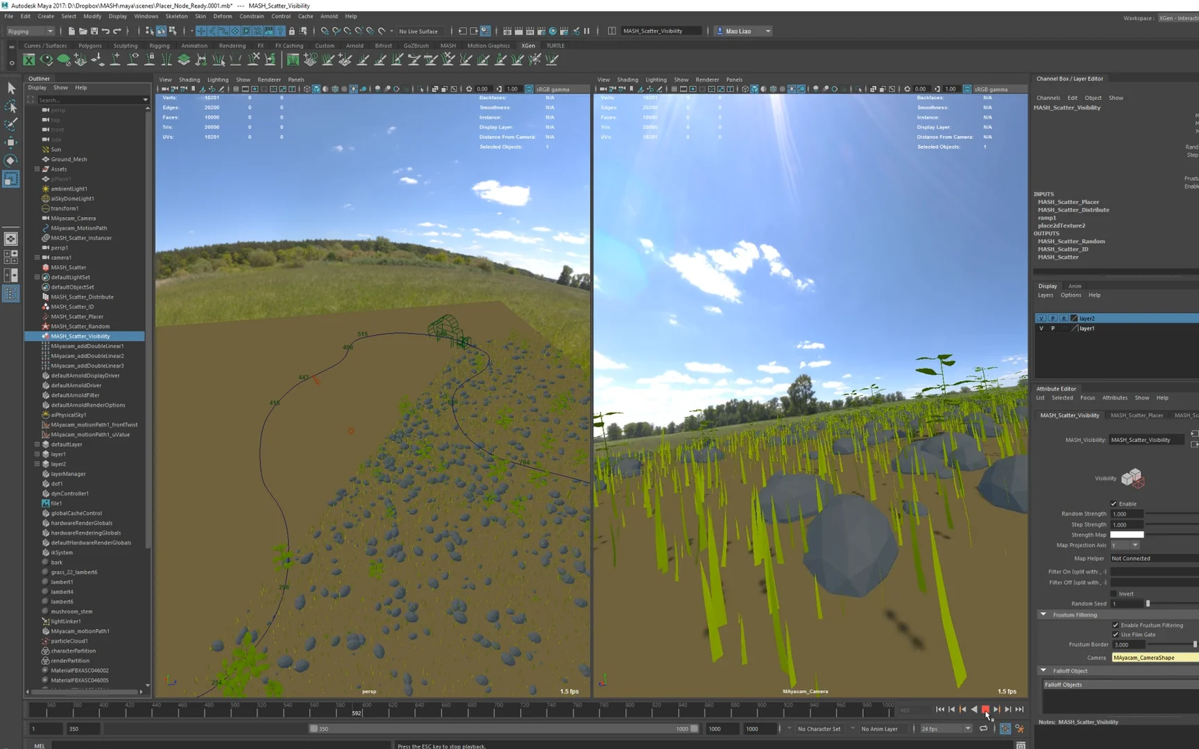 MASH Visibility Node : Frustum Filtering to optimize your scene on Vimeo