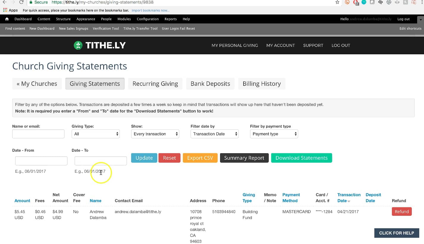 Tithe.ly Giving Statements Tutorial on Vimeo