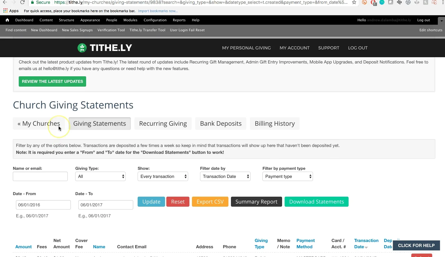 How To Download Your Tithe.ly Giving Statements