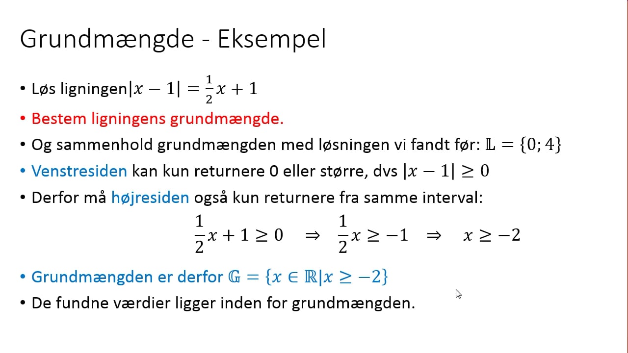 Matematik - Ligninger - 08 - Grundmængder, Eksempler og opgaver on Vimeo