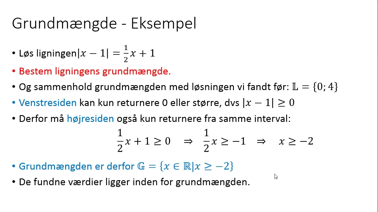 Matematik - Ligninger - 08 - Grundmængder, Eksempler og opgaver
