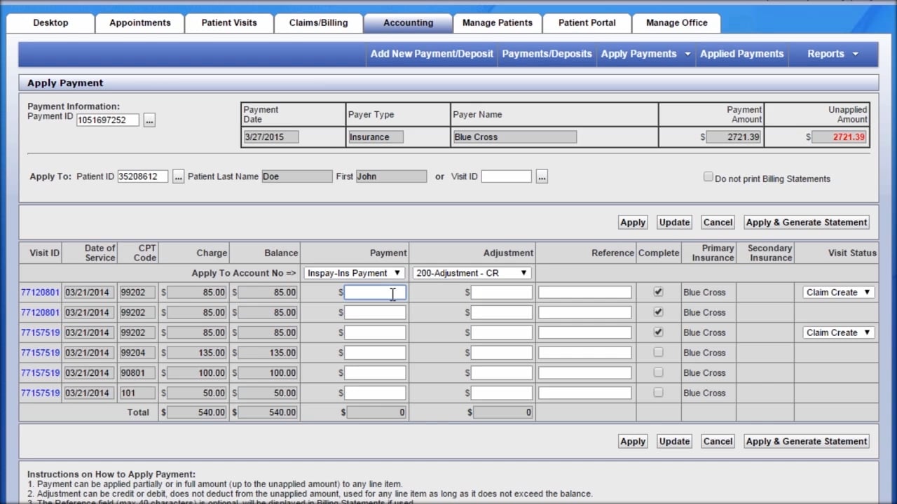Practice Mate - Applying Payments on Vimeo