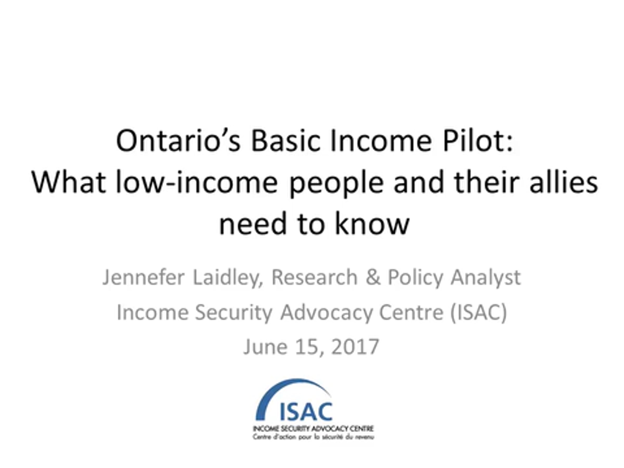 Basic Income in Ontario: What low-income people, service providers and ...
