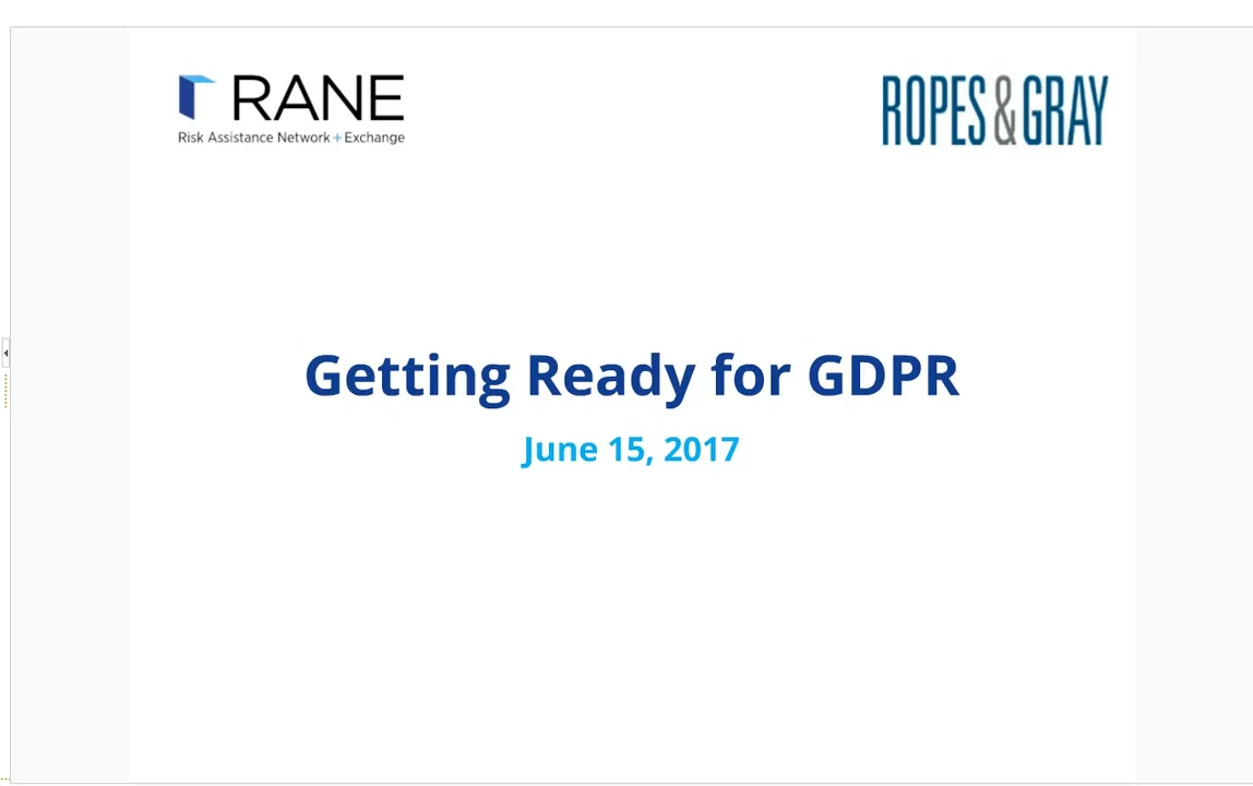 RANE: Getting Ready for GDPR