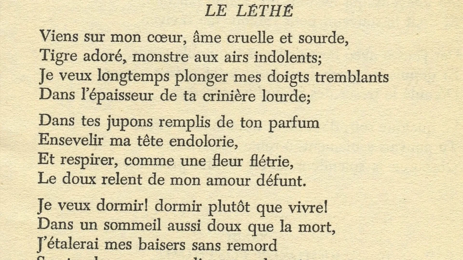 Le Léthé par Charles Baudelaire