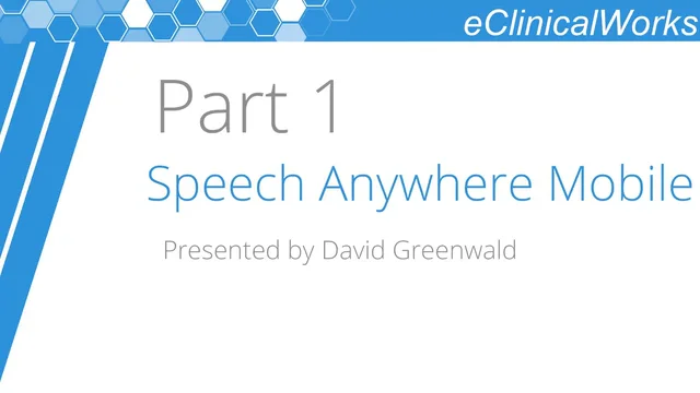 eClinicalMobile - Speech Anywhere Mobile - Part 1 on Vimeo