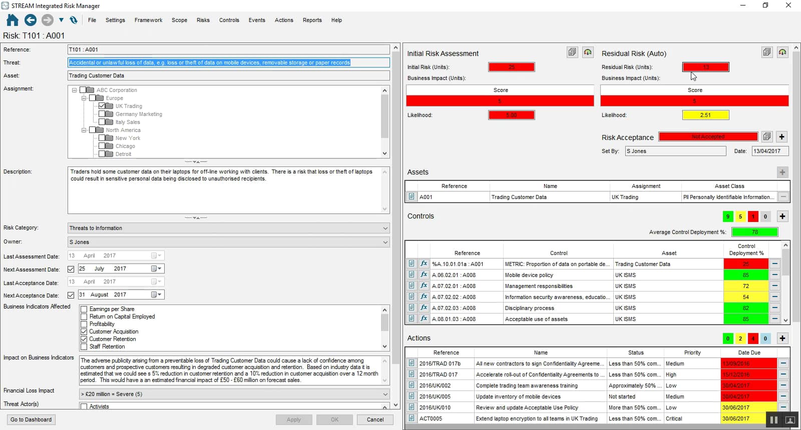How do I configure Red-Amber-Green thresholds for risk status on Vimeo