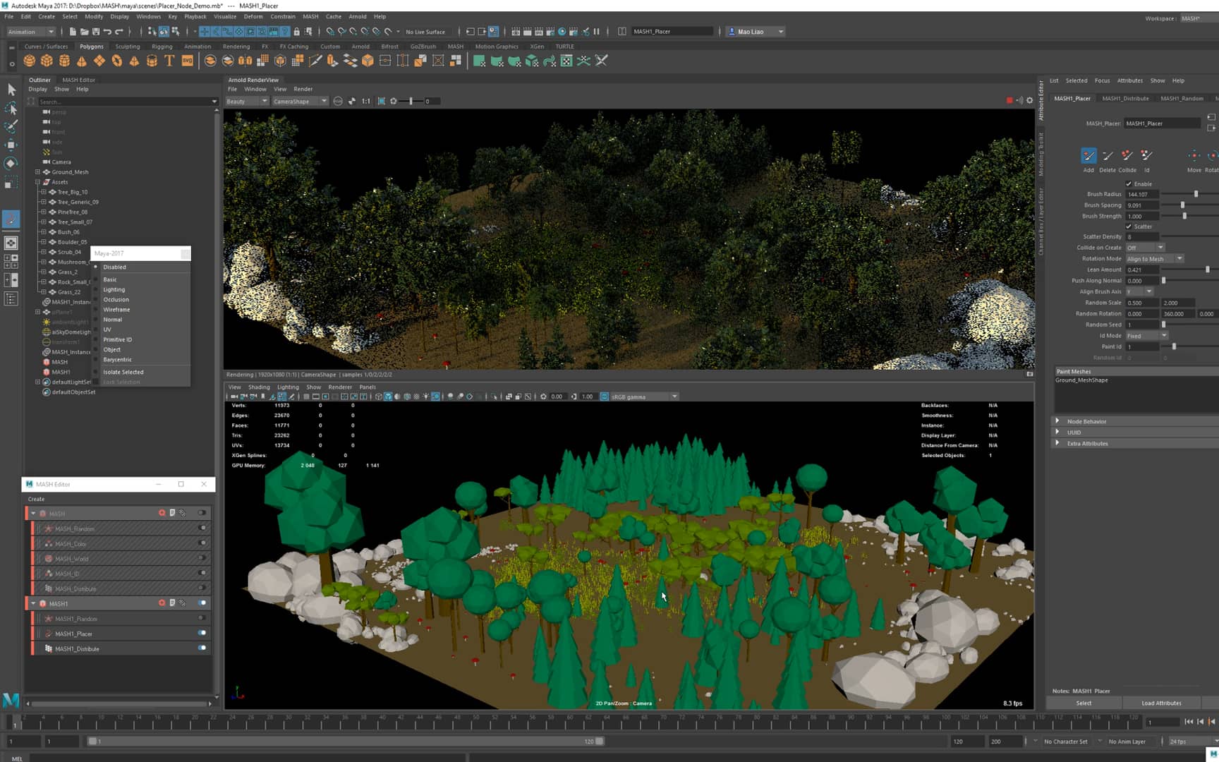 Set dressing using MASH Placer Node & Arnold Procedural /Standins on Vimeo