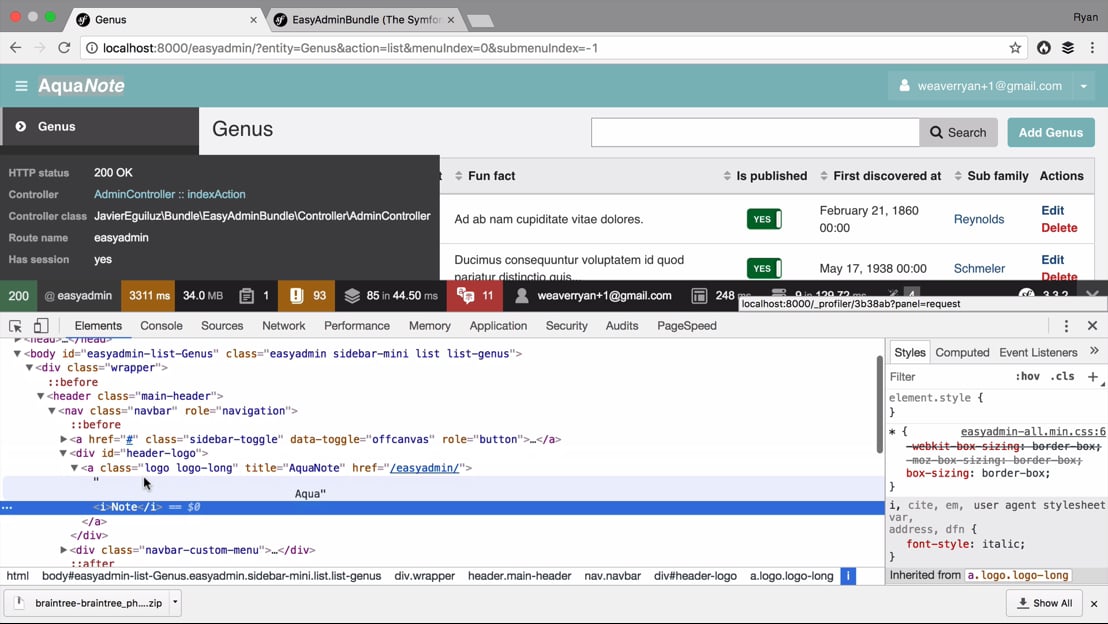 Design Config & Security Setup > EasyAdminBundle v1 for an Amazing Admin Interface | SymfonyCasts
