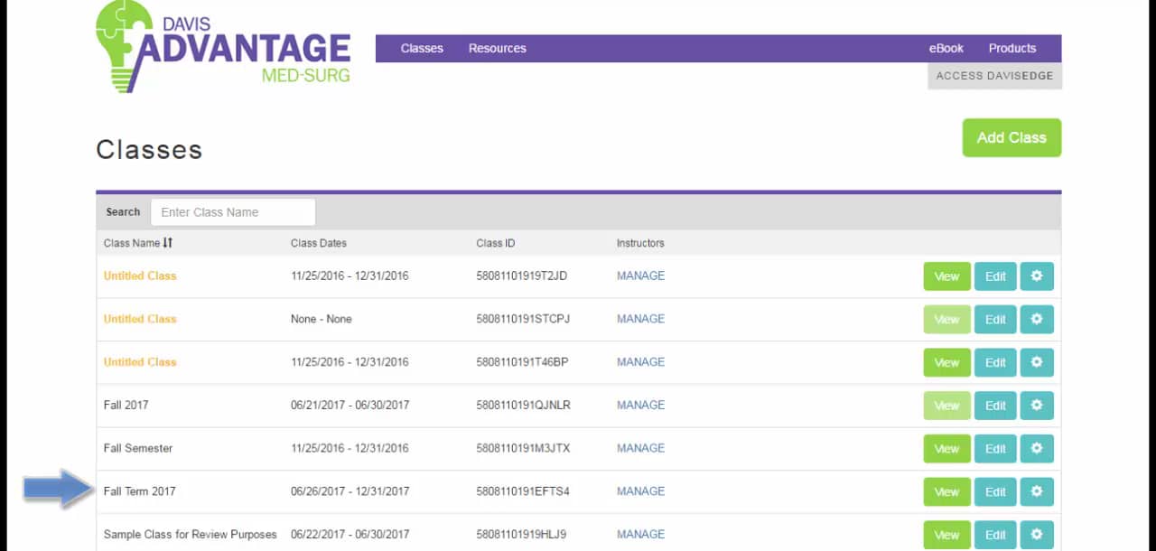 Instructor: Create a Class: Davis Advantage for Treas: Basic Nursing ...