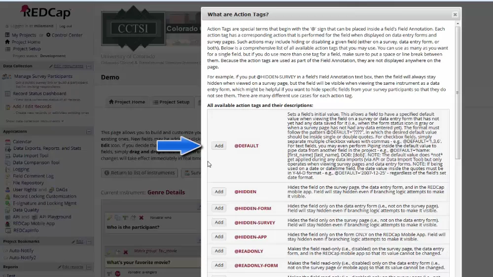 REDCap Advanced Tutorial: Action Tags