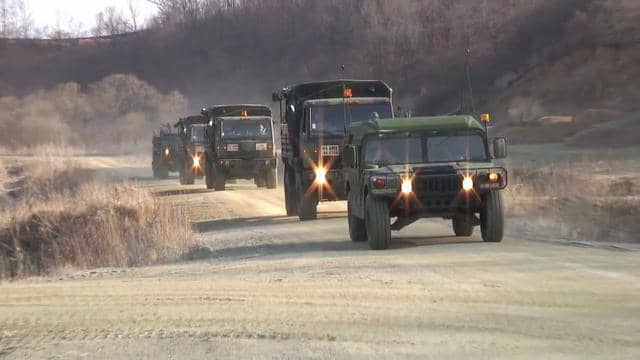 U.S. Army convoy live-fire combat training near Korean demilitarized ...