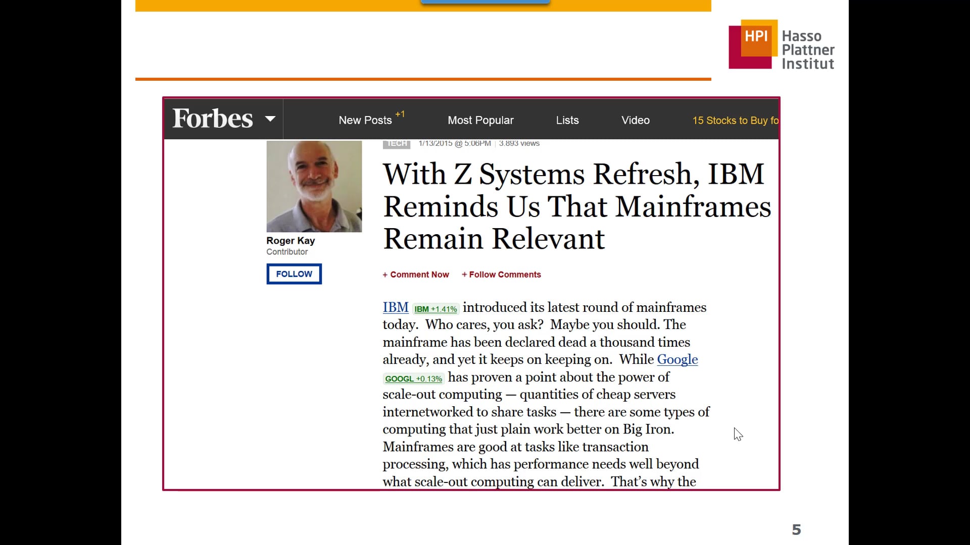 6.1 Big Data Einführung | Mainframes | openHPI