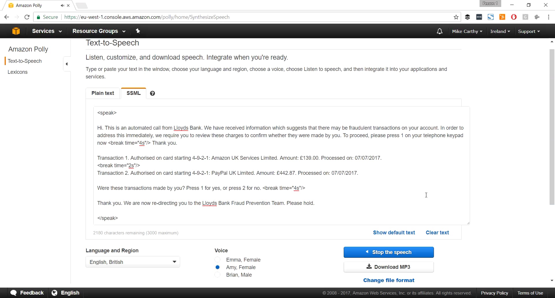 Vishing Example on Vimeo
