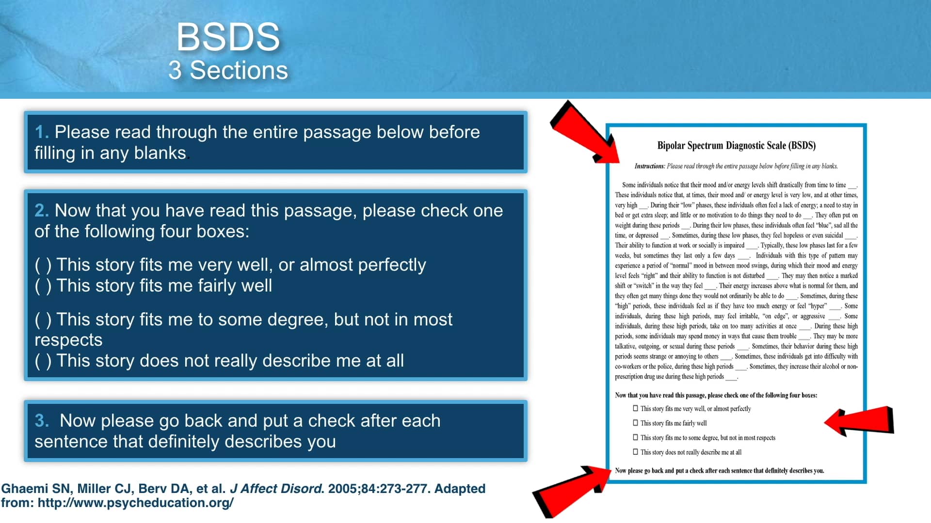 Using the Bipolar Spectrum Diagnostic Scale (BSDS) on Vimeo