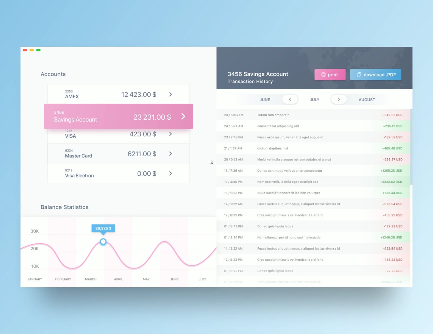 Bank Account (UI Design)