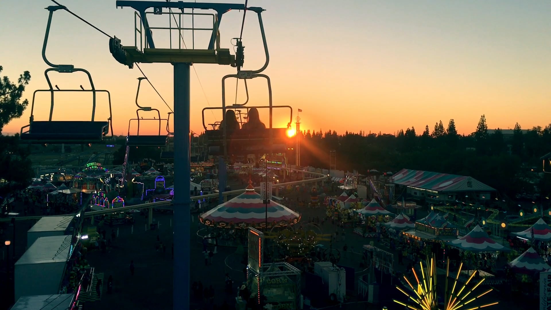 Sacramento state fair sky ride sunset, on Vimeo
