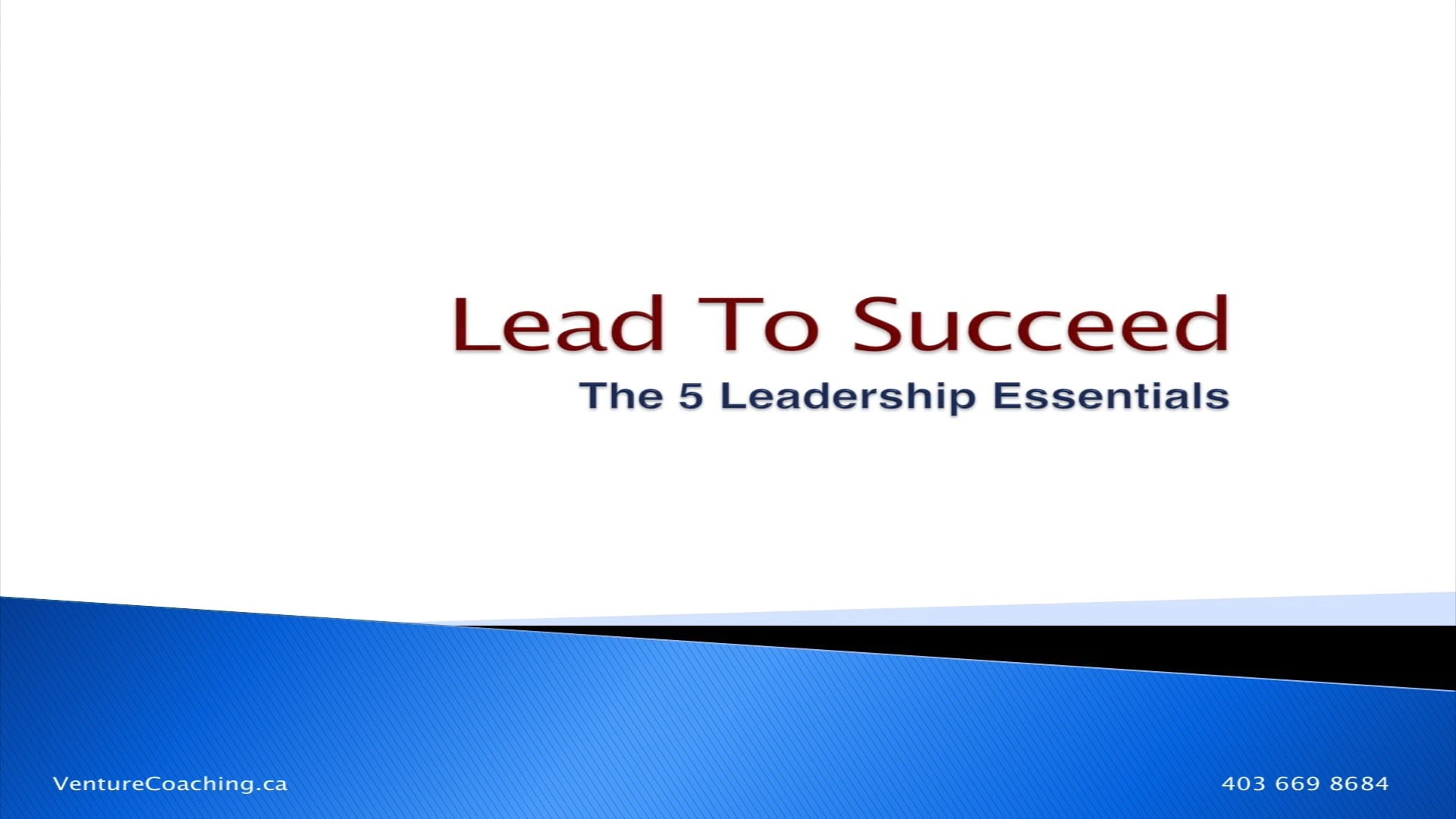 Lead to Succeed: The 5 Leadership Essentials on Vimeo