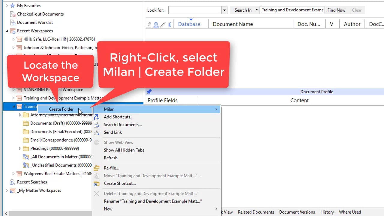 Learning and Development Tips - iManage Desksite - Adding Folders to a ...
