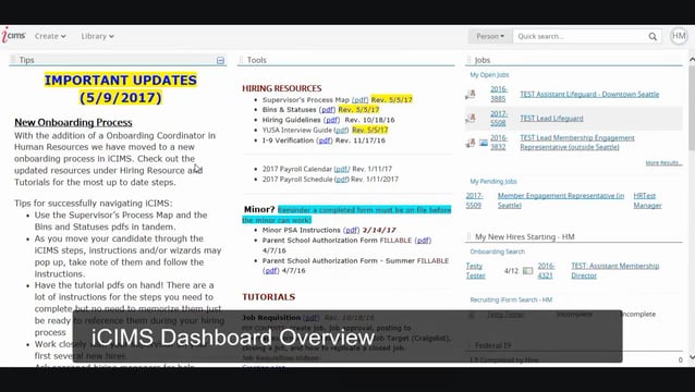 iCIMS: Dashboard Overview on Vimeo