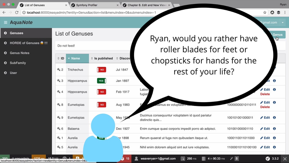 CSV Export > EasyAdminBundle v1 for an Amazing Admin Interface | SymfonyCasts