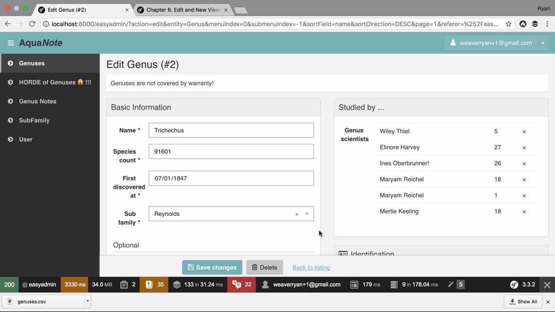 Tweaking The Form Layout Easyadminbundle V1 For An Amazing Admin Interface Symfonycasts