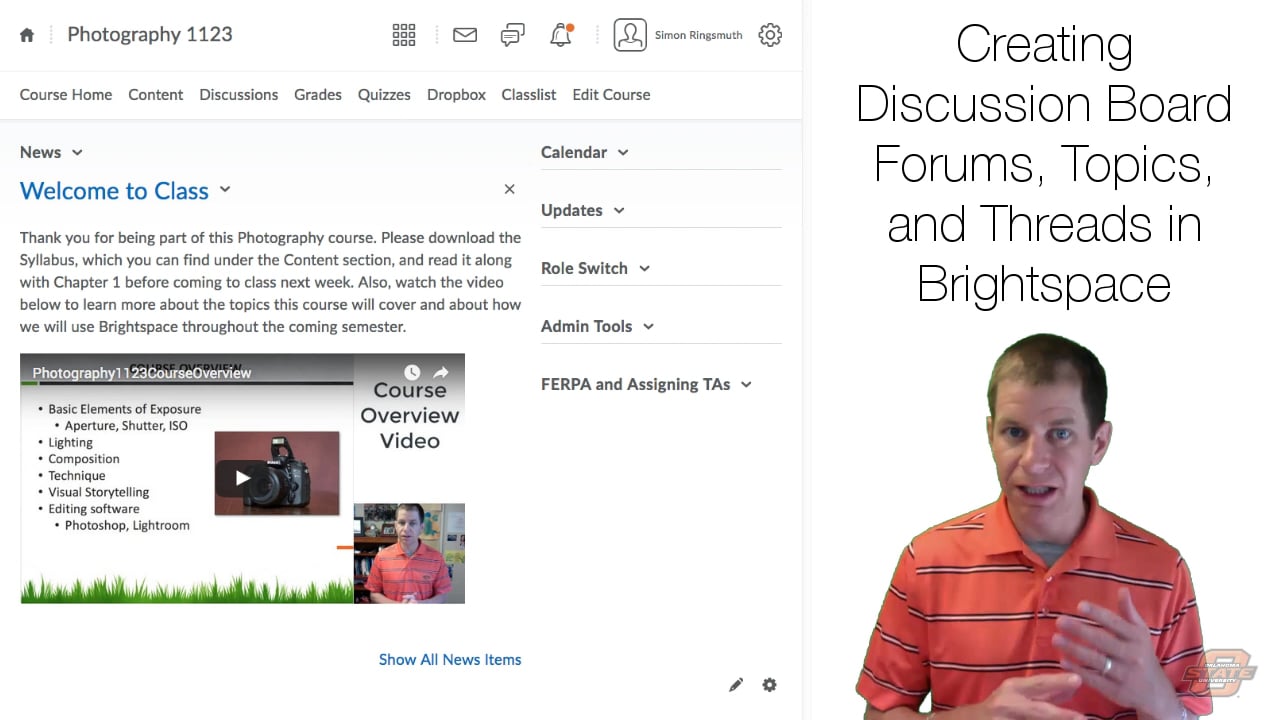 Brightspace: Create a Forum, Topic, and Thread in Discussion Board on Vimeo