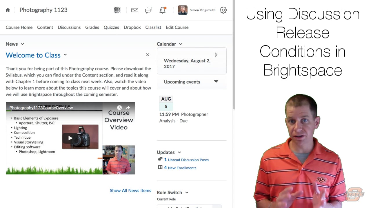 Brightspace: Discussion Board Release Conditions on Vimeo
