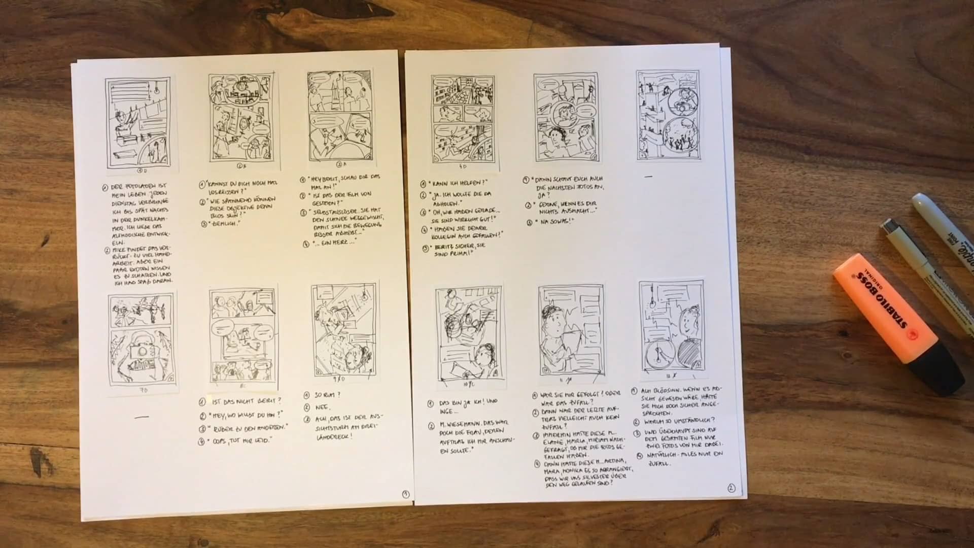 Create a comic storyboard based on a short story on Vimeo