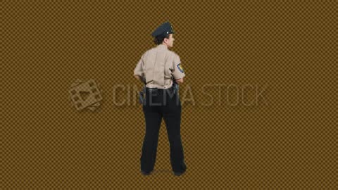 CinemaStock - Greenscreen - Female cop looks around as she looks over ...