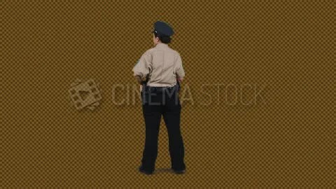 CinemaStock - Greenscreen - Female cop looks around as she looks over ...