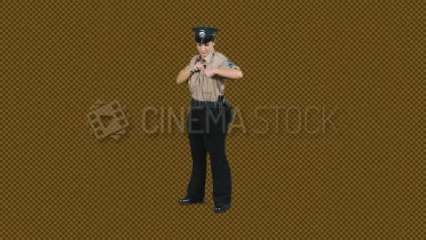 CinemaStock - Greenscreen - Female cop looks around as she writes in ...