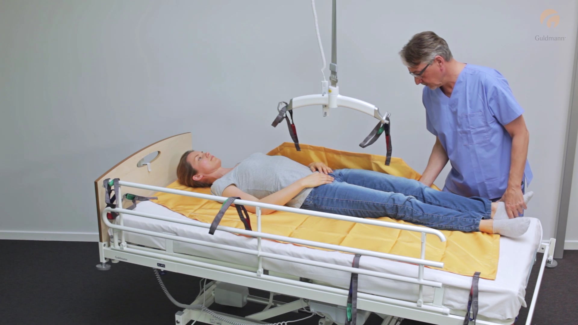Repositioning sling - moving patient in bed - four hanger points on Vimeo