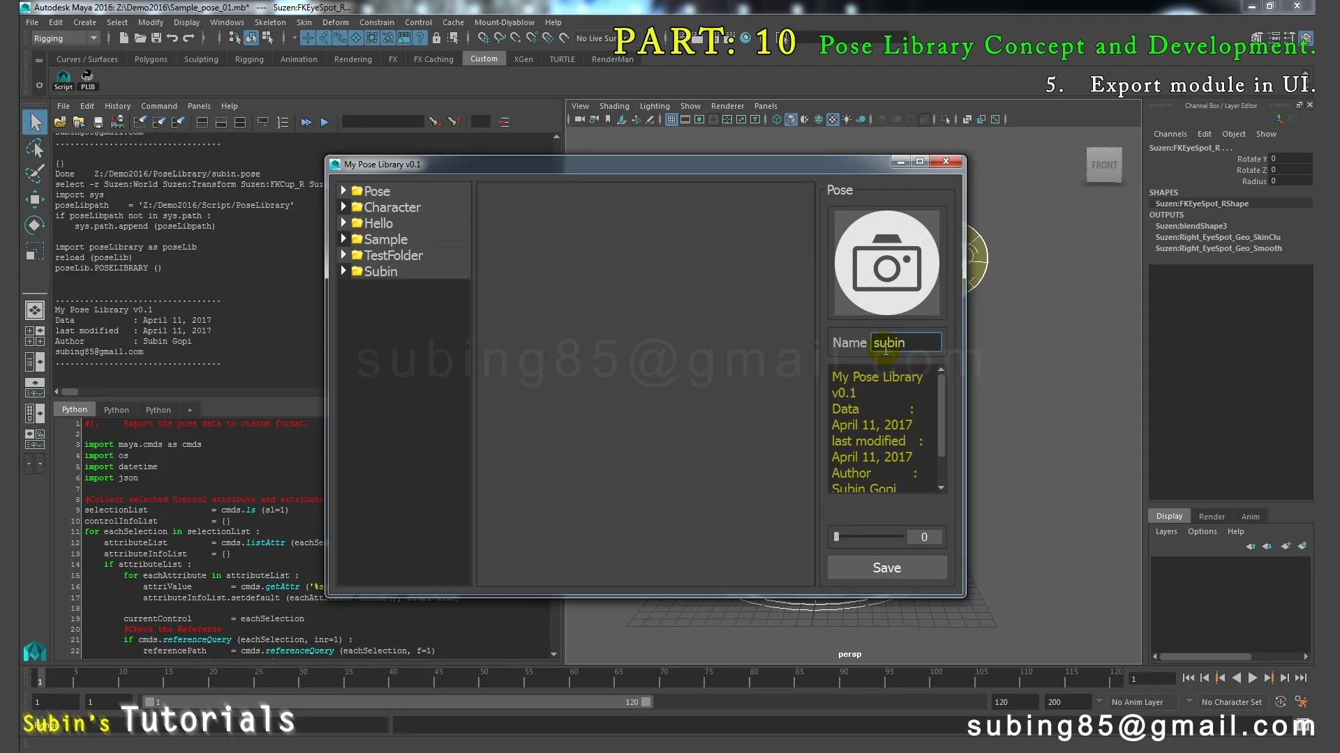 Part-10 Pose Library Concept and Development in Maya 2016 using Maya ...