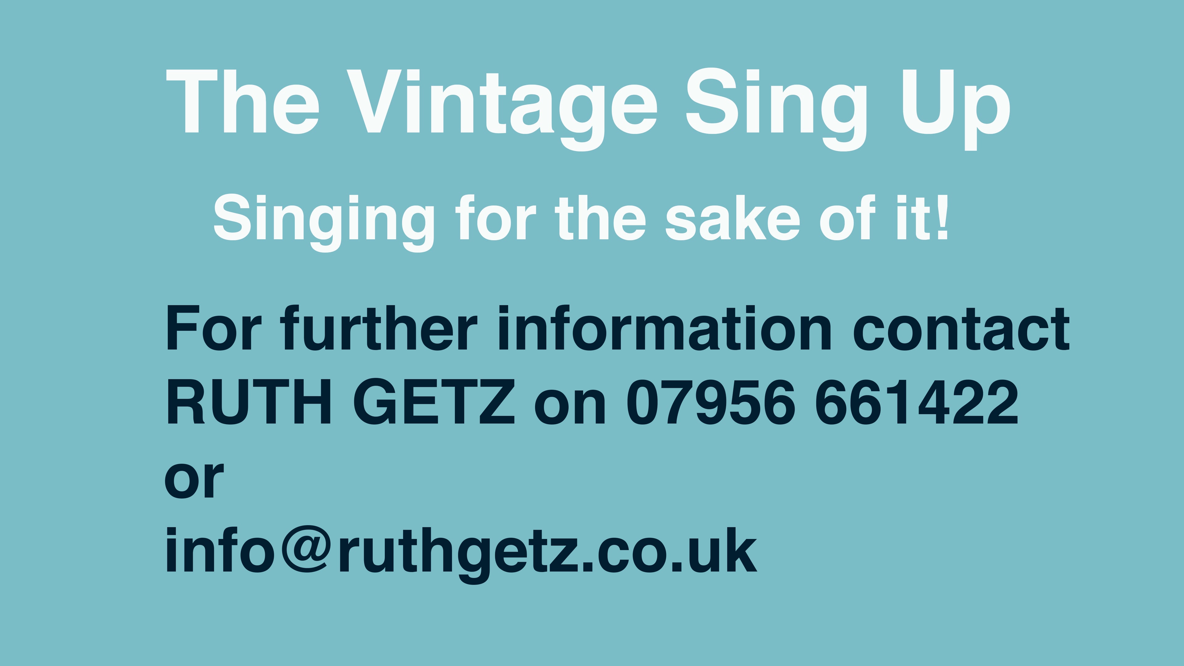 RUTH GETZ and THE VINTAGE SING UP. on Vimeo