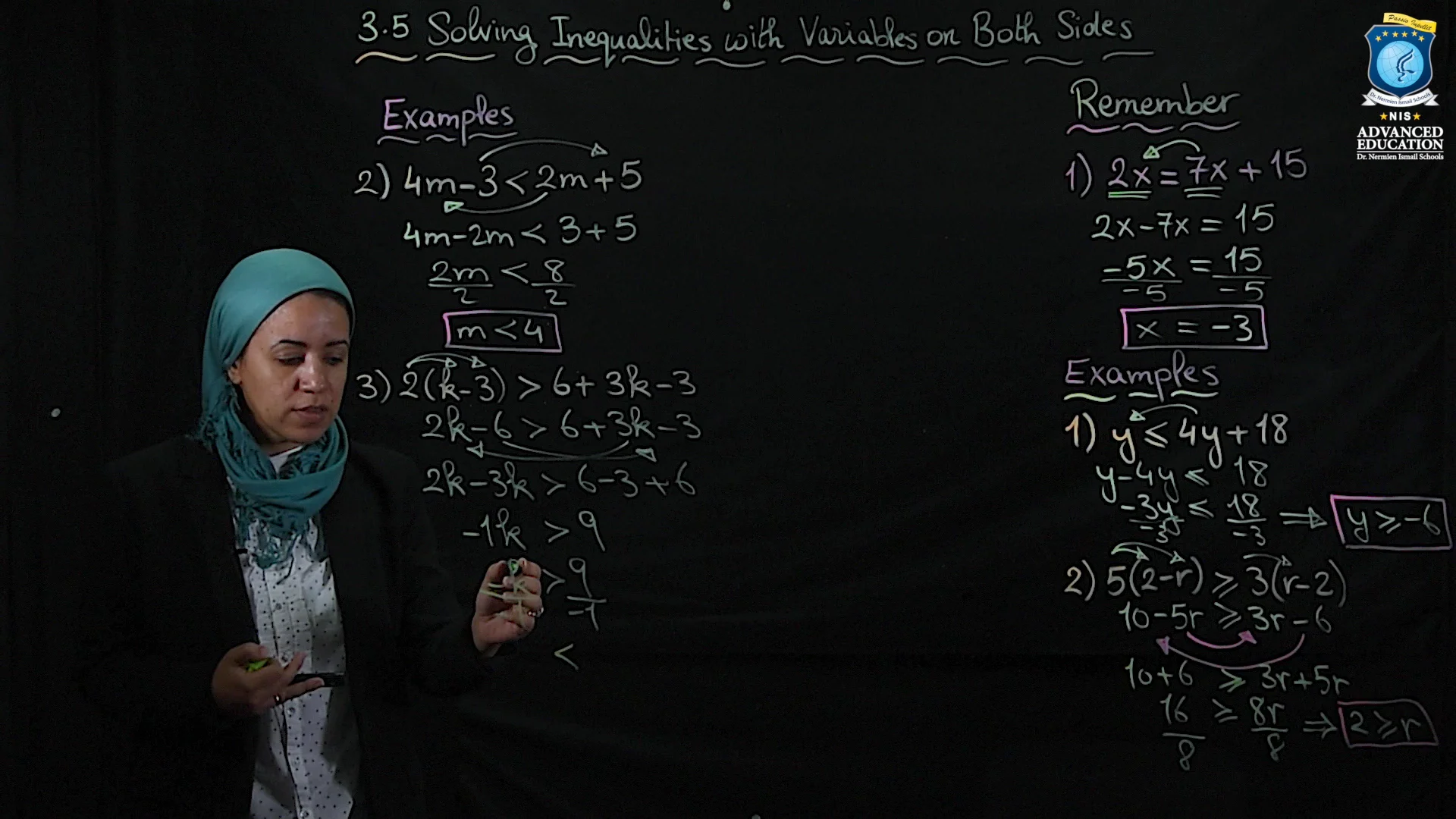 3.5 Solving Inequalities with variables on both sides on Vimeo