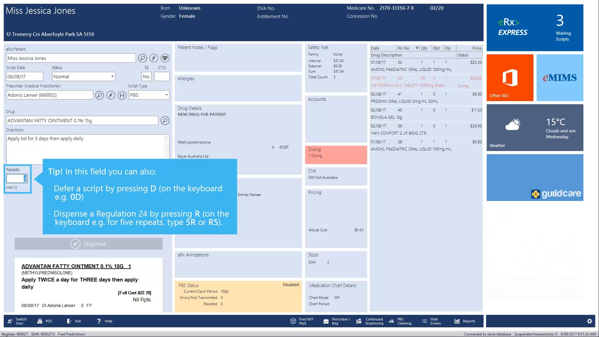 Fred NXT Dispense: Dispense non-eRx scripts on Vimeo
