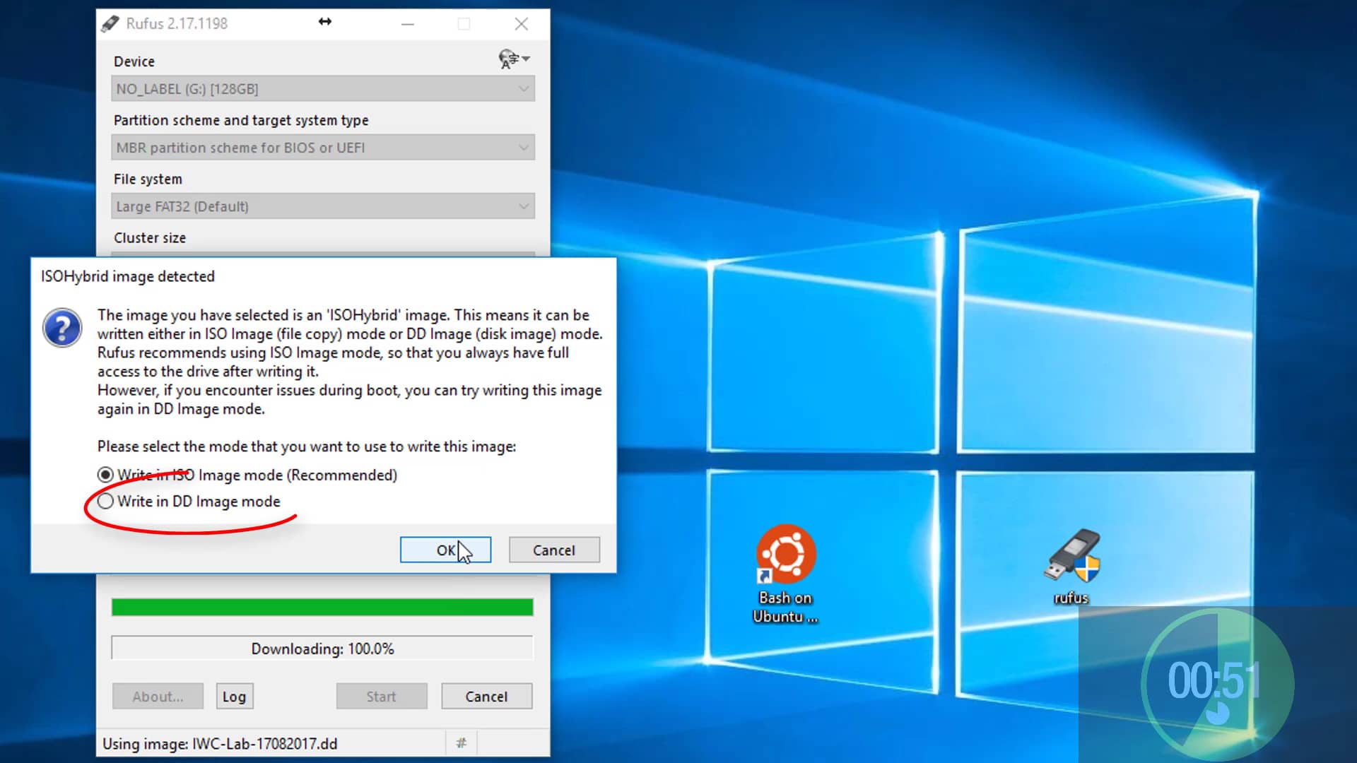 Using Rufus to copy DD image to external drive on Vimeo