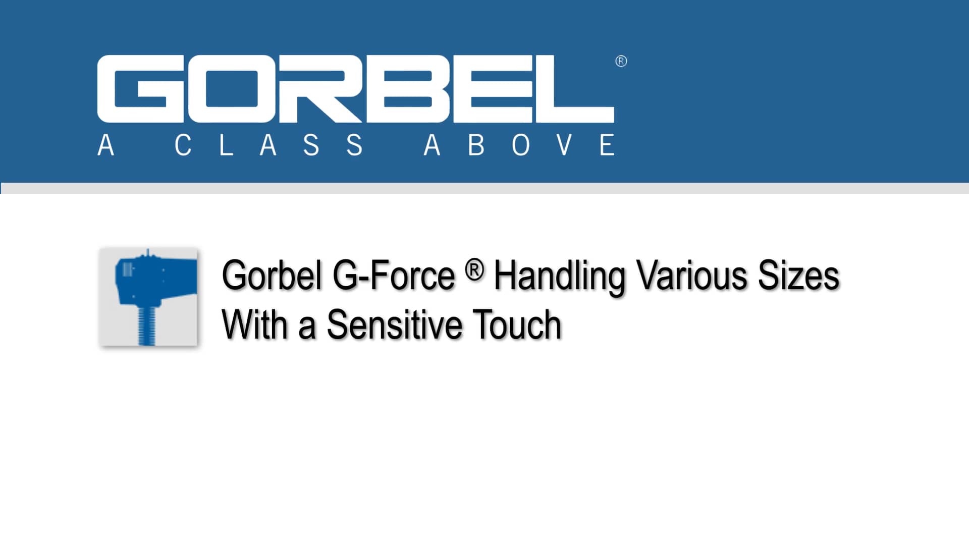 Gorbel G-Force ® Handling Various Sizes With a Sensitive Touch on Vimeo