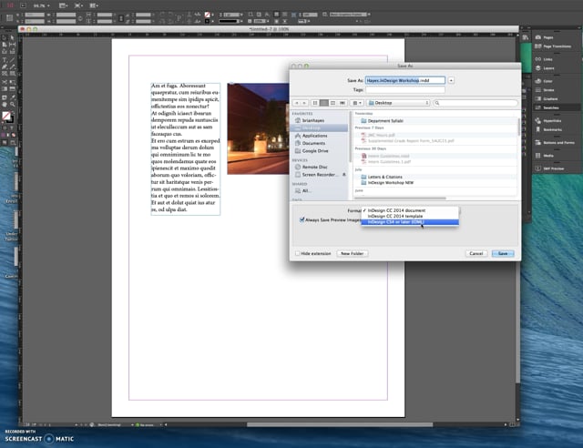 Adobe InDesign Workshop on Vimeo