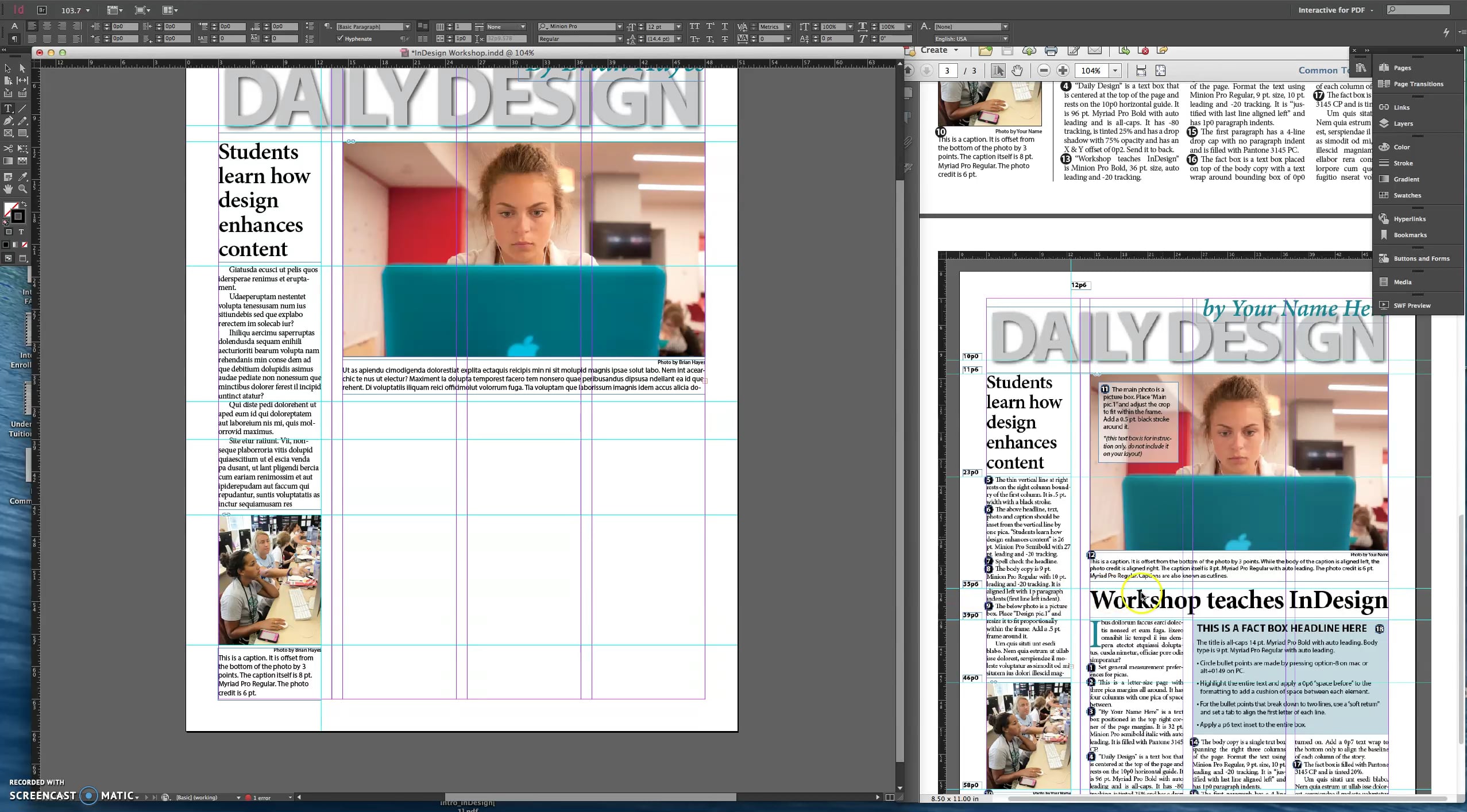 Adobe InDesign Workshop - Tutorial Step 13-Main headline on Vimeo