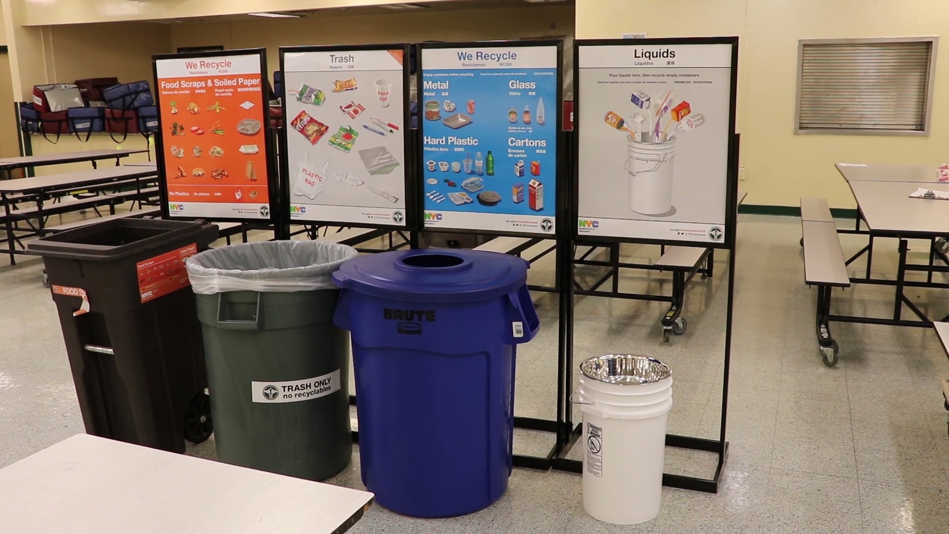 NYC Cafeteria Recycling Station Setup on Vimeo