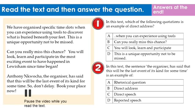 Language Features- Functional Skills English Level 2 Reading on Vimeo