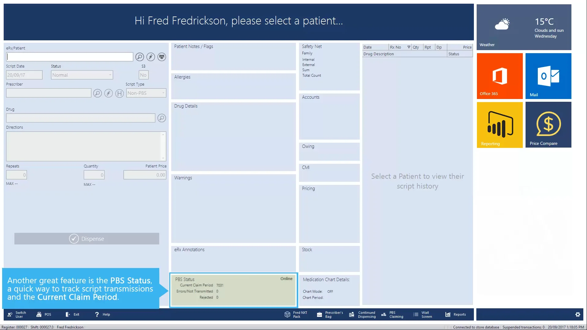 Fred NXT Dispense: Main dispense screen layout on Vimeo