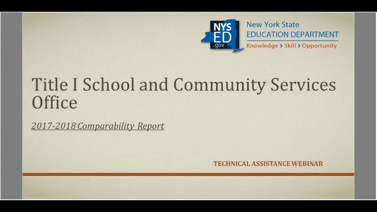 ESSA - Title I Comparability Report Webinar on Vimeo