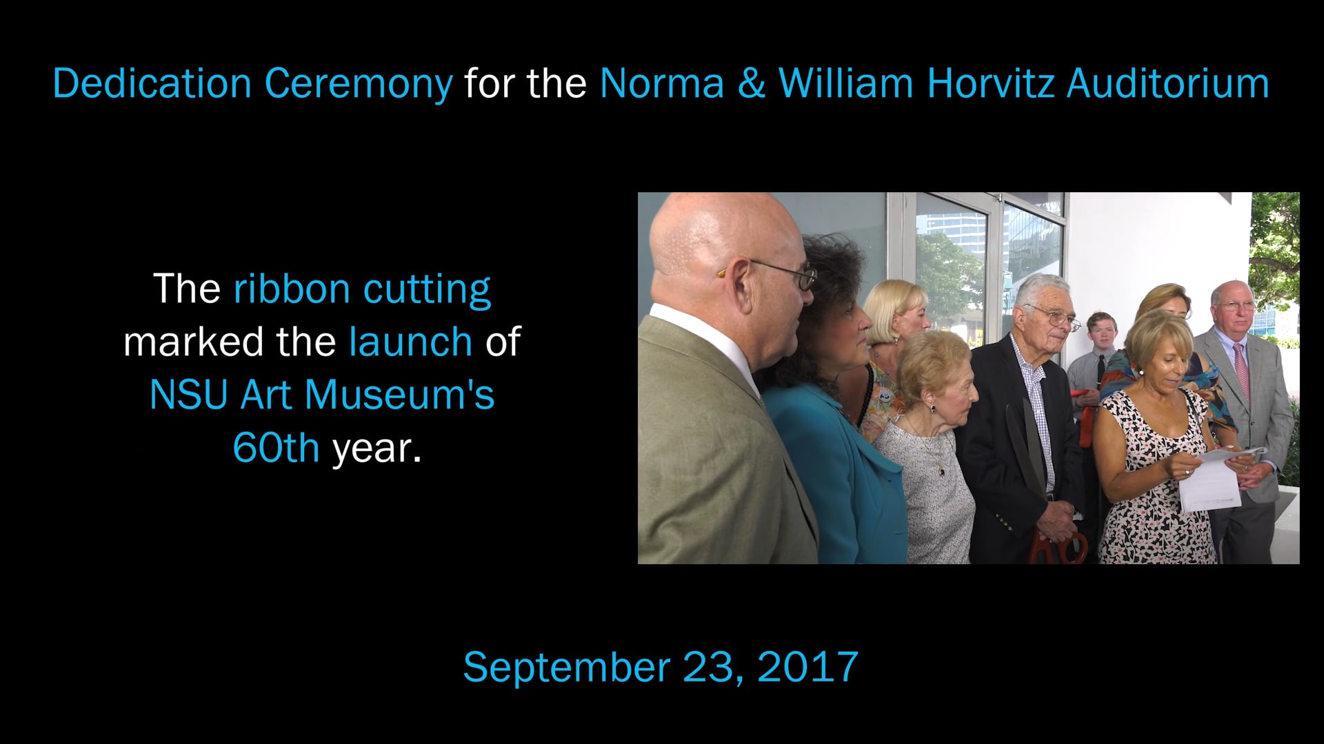 Dedication Ceremony for the Norma & William Horvitz Auditorium on Vimeo
